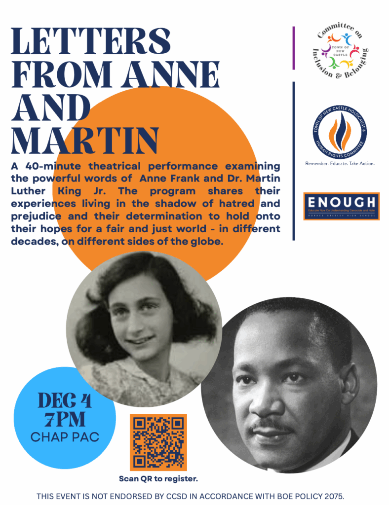 Letters From Anne And Martin | Chappaqua Performing Arts Center